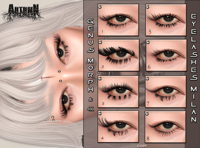 Second Life Marketplace - AutumN-GENUS EYELASHES MILAN / MORPH 4K & REGULAR